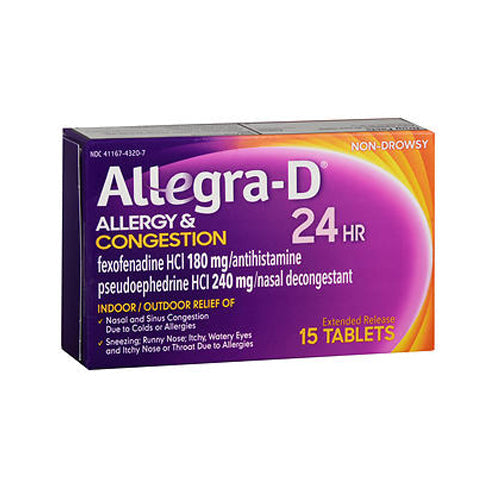 Buy Allegra-D 24 Hour Allergy & Congestion Extended Release Tablets 15 ...