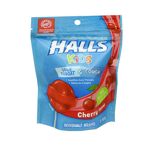 Buy Halls Kids Cough & Sore Throat Pops Cherry Flavor 10 Each By Halls ...