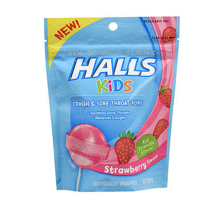 Buy Halls Kids Cough & Sore Throat Pops Strawberry Flavor 10 Each By ...