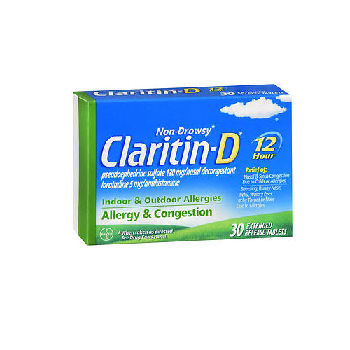 Buy Claritin-D 12 Hour Allergy and Congestion 30 Tabs By Claritin ...