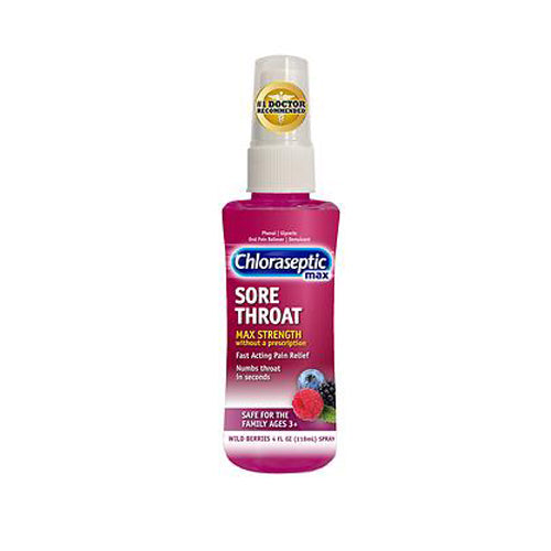 Buy Max Sore Throat Spray Wild Berries 4 Oz By Chloraseptic | Herbspro.com