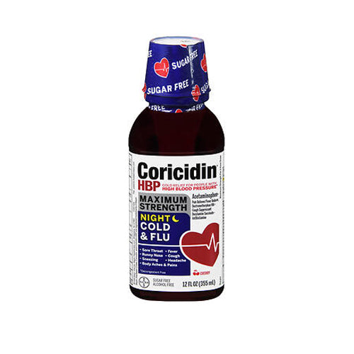 Buy Coricidin HBP Nighttime Cold & Flu Liquid Maximum Strength Cherry ...