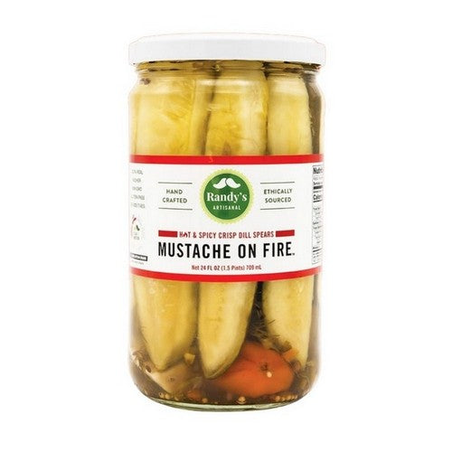 Randys Pickles, Mustache On Fire Hot And Spicy Dill Pickle Spears, 24